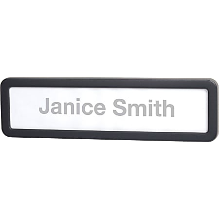 Lorell Recycled Cubicle Nameplate 0.9 W x 2.7 H Wall Plastic Black ...