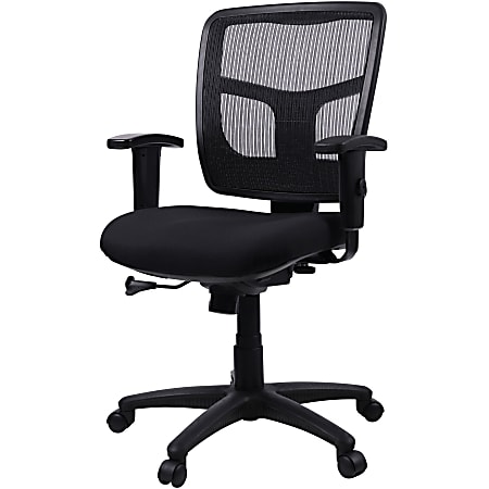 Lorell Ergonomic MeshFabric Mid Back Chair Swivel Tilt Black - Office Depot