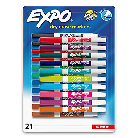 Expo Dry Erase Markers Fine Tip Assorted Colors Pack Of 21 Markers ...