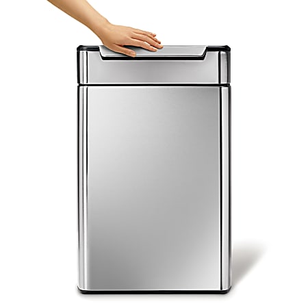 simplehuman Rectangular Metal Touch Bar Trash Can Dual Compartment 12.7 ...