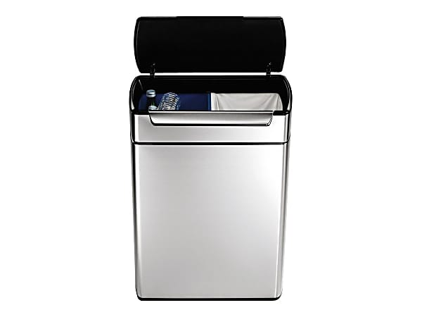 simplehuman Rectangular Metal Touch Bar Trash Can Dual Compartment 12.7 ...