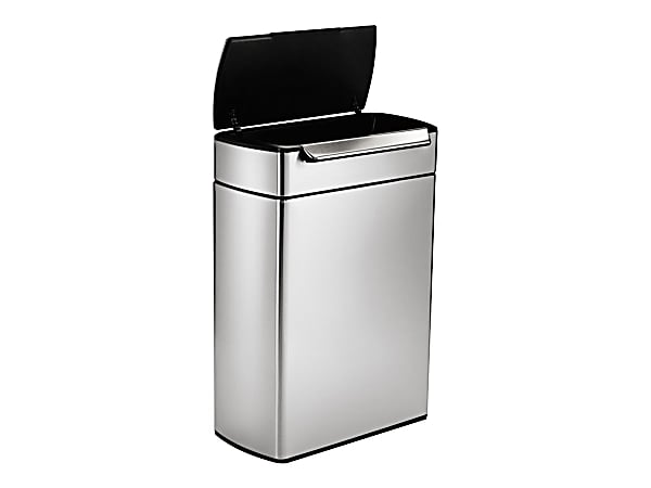 simplehuman Rectangular Metal Touch Bar Trash Can Dual Compartment 12.7 ...