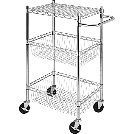 Whitmor Utility Cart 3 Shelf 4 Casters Steel 30 Length x 19 Width x 40 ...