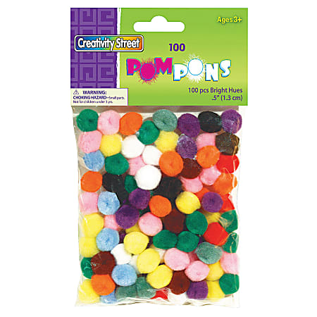 Creativity Street Pom Poms 12 Bright Hues Assortment 100 Pom Poms Per ...