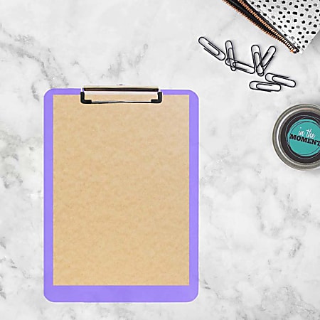 JAM Paper Plastic Clipboards with Metal Clip 9 x 13 Purple - Office Depot