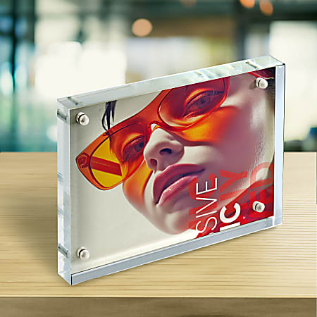 Azar Displays Acrylic Block Frames With Metal Back Plates 5 x 7 White ...