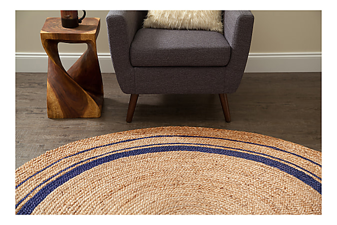 Anji Mountain Kerala Midnite Jute Rug 6 BeigeBlue - Office Depot