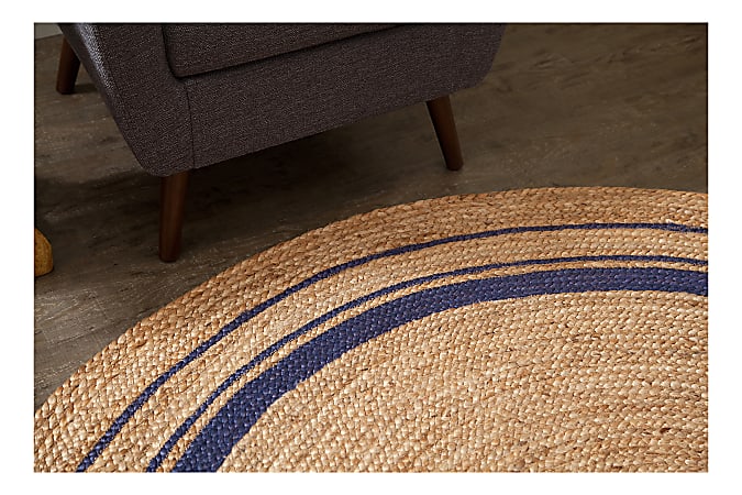 Anji Mountain Kerala Midnite Jute Rug 6 BeigeBlue - Office Depot