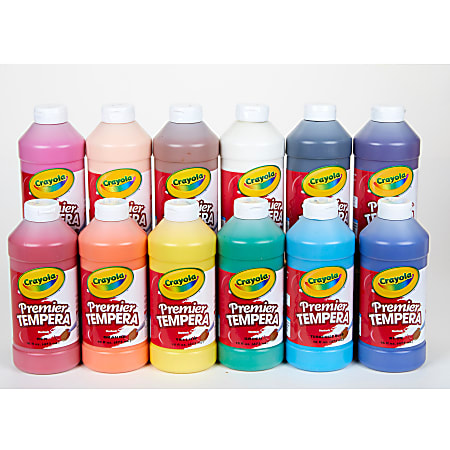Crayola Premier Tempera Paints 16 Oz Assorted Pack Of 12 Paints ...