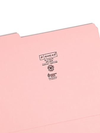 Smead Color File Folders With Reinforced Tabs Letter Size 13 Cut Pink ...