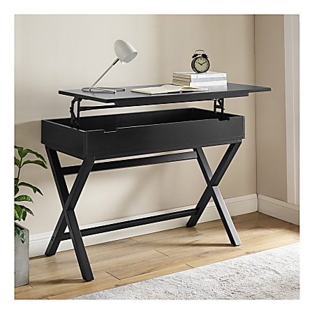 Linon Lacey 42 W Lift Top Computer Desk Black - Office Depot