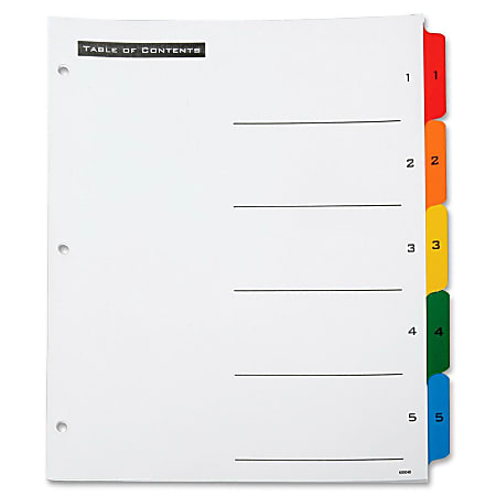 SKILCRAFT Numerical Index Divider Sheets Letter Assorted Colors Set of ...