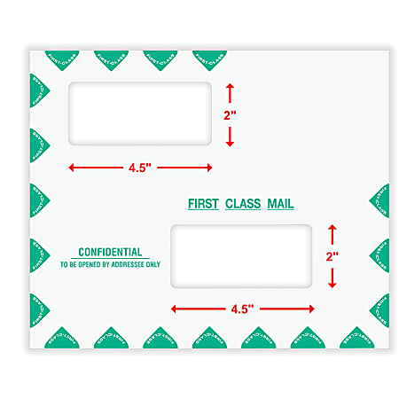 ComplyRight First Class Double Window Tax Mailer Envelope Offset Windows WhiteGreen Self Seal 9 ...