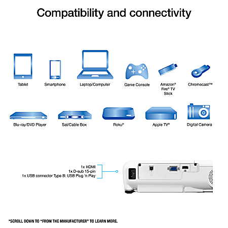 Epson EX3280 XGA 3LCD Portable Projector - Office Depot