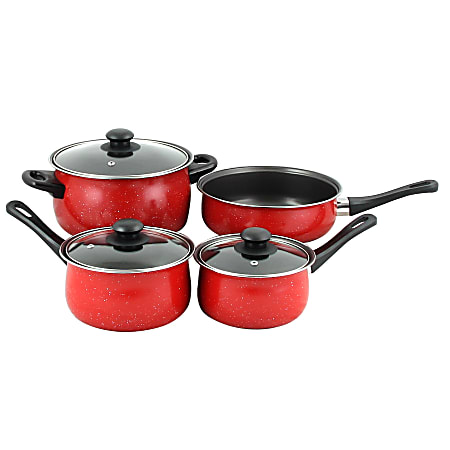 Gibson Home Casselman 7 Piece Cookware Set Red - Office Depot