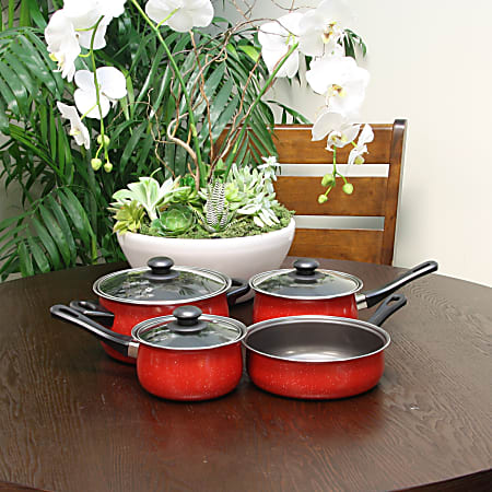 Gibson Home Casselman 7 Piece Cookware Set Red - Office Depot