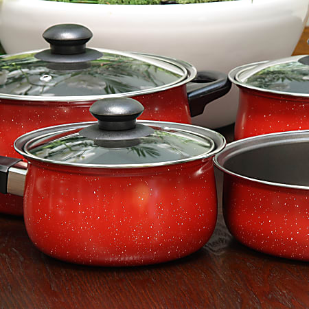 Gibson Home Casselman 7 Piece Cookware Set Red - Office Depot