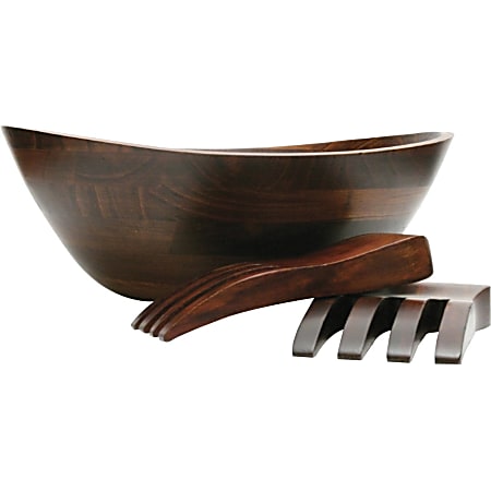 Lipper Wavy Rim Bowl With Salad Hands 12 12 L x 12 W x 5 H Matte Cherry ...