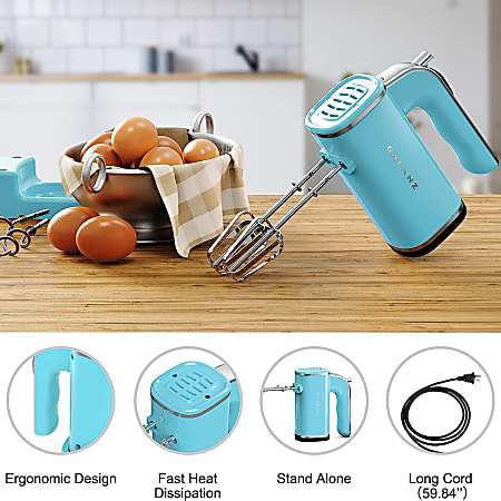 Galanz 5 Speed 150W Retro Hand Mixer With Storage Base Bebop Blue ...