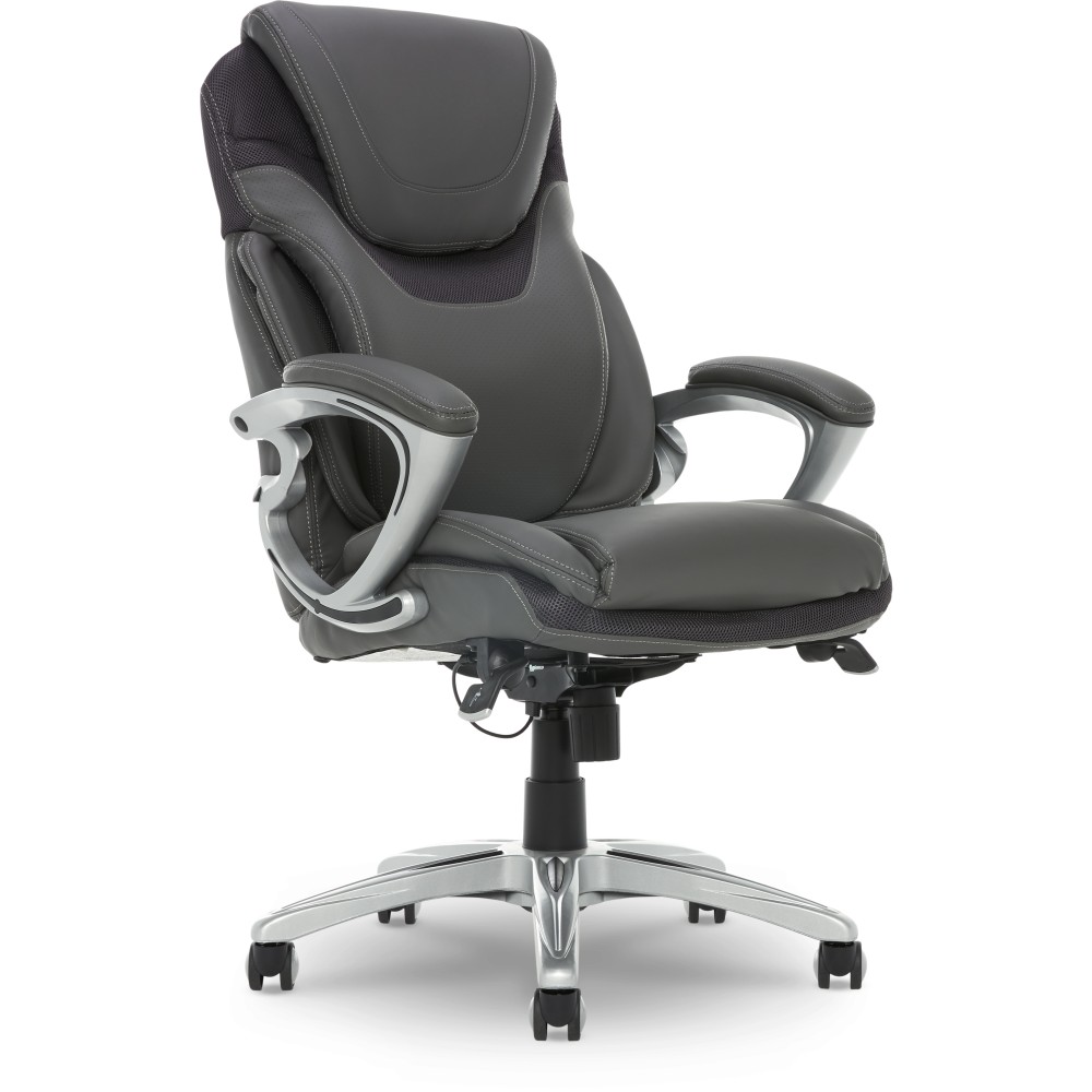 Serta Smart Layers Arlington AIR Ergonomic Bonded Leather High Back Executive Office Chair Cognac BrownDark Gray Office Depot