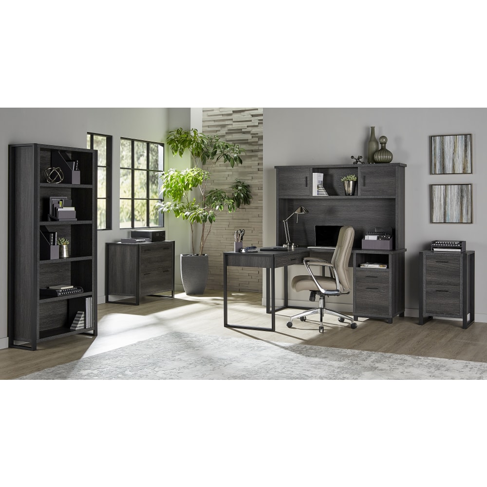 Bestar Norma 71 W L Shaped Corner Desk With Hutch BlackBark Bestar Norma 71 W L Shaped Corner Desk With Hutch BlackBark