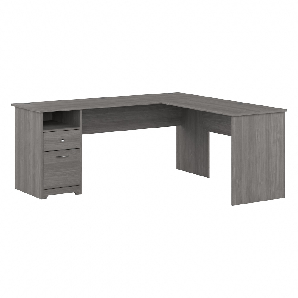 Realspace Vista Glass 76 W L Shape Corner Desk Silver Office Depot