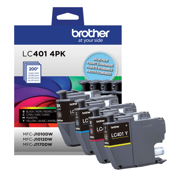 Brother® LC401 Genuine Multi-Pack Ink, Black/Cyan/Magenta/Yellow, Pack ...