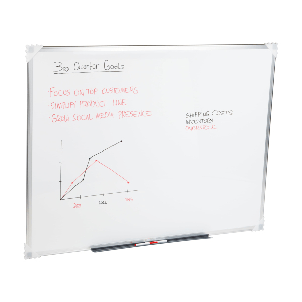 Mind Reader 36" x 48" Wall Mount Whiteboard, Magnetic Dry Erase White ...