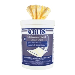 SCRUBS Stainless Steel Cleaner Towels 70 Wipes Per Canister Case Of 6 ...
