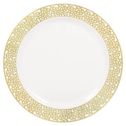 Amscan Plastic Plates WBorders 10PK - Office Depot