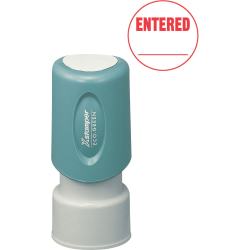 Xstamper One Color Specialty Stamp Round Entered Red - Office Depot