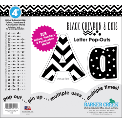 Barker Creek Letter Pop Outs 4 Black Chevron And Dots Set Of 255 ...