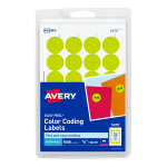 Avery Removable Round Color Coding Labels 5470 34 Diameter Neon Yellow ...