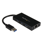 StarTech.com 3 Port Portable USB 3.0 Hub with Gigabit Ethernet Adapter ...