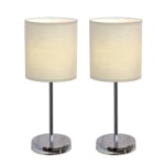 Simple Designs Mini Basic Table Lamp with Fabric Shade 11 H WhiteChrome ...