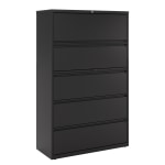 WorkPro® 42"W x 18-5/8"D Lateral 5-Drawer File Cabinet, Black