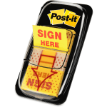 Post it Message Flags Sign Here 1 x 1 1116 Yellow 50 Flags Per Pad Pack ...