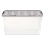 Iris Stack Pull Storage Box 18 Gallon ClearGray - Office Depot