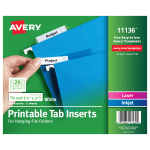 Avery® Printable Tab Inserts For Hanging File Folders, 1/5 Cut For 2 ...