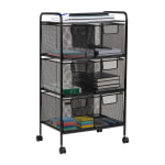 Mind Reader Metal Mesh 6-Drawer Utility Cart, 29" H x 11" W x 16" D, Black