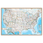 Waypoint Geographic Blue Ocean Laminated Wall Map 24 x 36 USA - Office ...