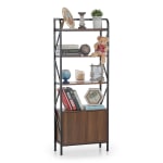 ALPHA HOME 62 H 4 Shelf Bookcase With Doors BlackBrown - Office Depot