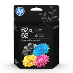 HP 62XL Black/62 Tri-Color High-Yield Ink Cartridges, Pack Of 2, N9H67FN