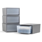 Iris Stackable Storage Bins With Drawers 5 716 H x 8 12 W x 13 18 Gray ...